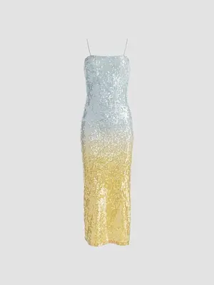 Alice + Olivia Fifi Sequin Sheath Midi-dress - Clear Skies