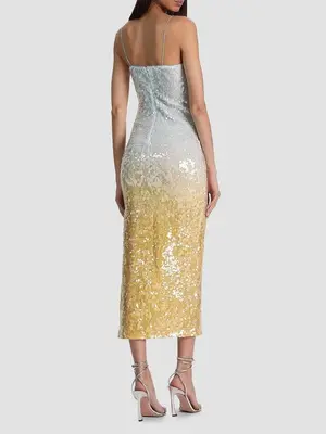 Alice + Olivia Fifi Sequin Sheath Midi-dress