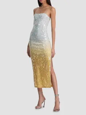 Alice + Olivia Fifi Sequin Sheath Midi-dress