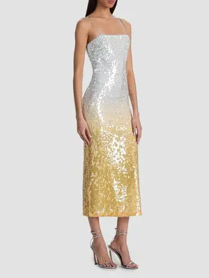 Alice + Olivia Fifi Sequin Sheath Midi-dress