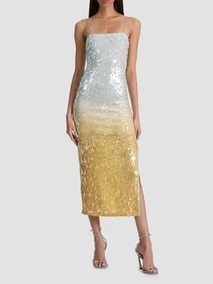 Alice + Olivia Fifi Sequin Sheath Midi-dress