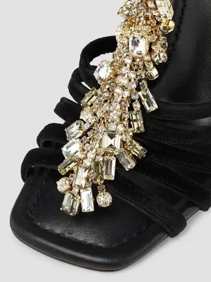 Ulla Johnson Bianca 100mm Embellished Velvet T-strap Sandals