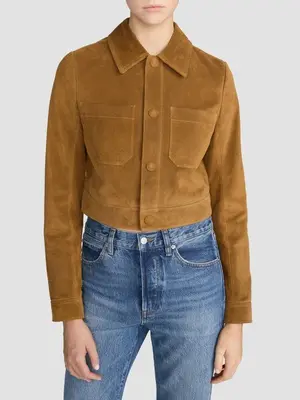 FRAME The Suede Spread-collar Jacket