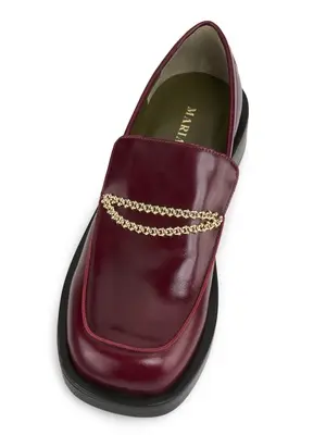 MARIA LUCA Noemi Leather Chain Loafers - Dark Red