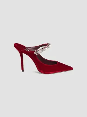 JIMMY CHOO Bing 100mm Crystal-embellished Velvet Mules - Ruby Red