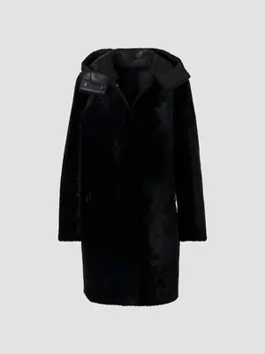 Akris Oxana Leather & Shearling Reversible Hooded Coat
