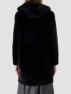 Akris Oxana Leather & Shearling Reversible Hooded Coat