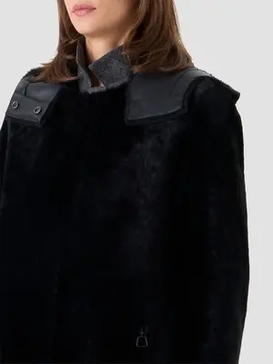 Akris Oxana Leather & Shearling Reversible Hooded Coat
