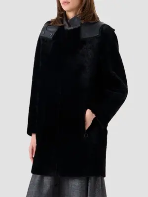 Akris Oxana Leather & Shearling Reversible Hooded Coat