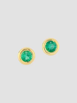 Roberto Coin 18k Yellow Gold Tiny Stud Earrings - Emerald