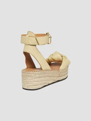 ODISSI Bella Knotted Leather Espadrille Sandals