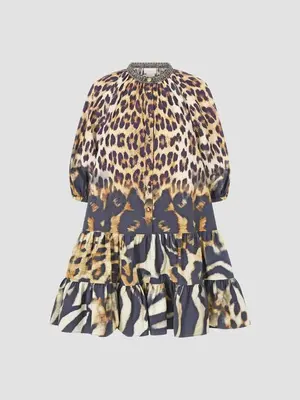Camilla Leotigra Land Puff Sleeve Mini Shirtdress - Beige