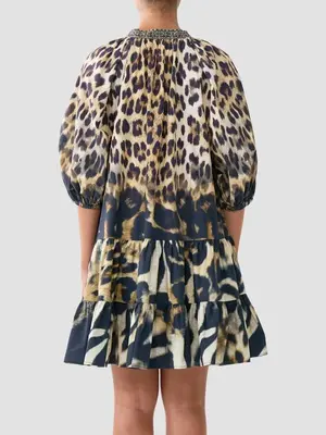 Camilla Leotigra Land Puff Sleeve Mini Shirtdress - Beige
