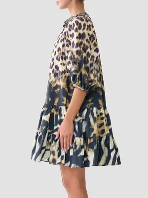 Camilla Leotigra Land Puff Sleeve Mini Shirtdress - Beige