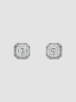 FANTASIA BY DESERIO Sterling Silver & 3.85 Tcw Cubic Zirconia Halo Stud Earrings - White