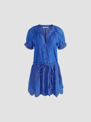 Alice + Olivia Thalia Tie-waist Eyelet Cotton A-line Minidress