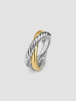 David Yurman Crossover Two Row Rotating Ring In Sterling