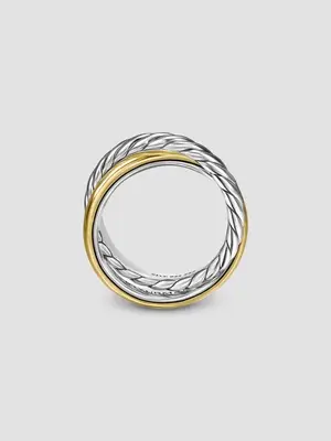 David Yurman Crossover Two Row Rotating Ring In Sterling