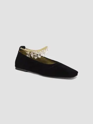 MARIA LUCA Augusta Chain Velvet Ballet Flats