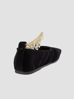 MARIA LUCA Augusta Chain Velvet Ballet Flats