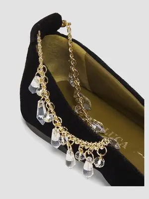 MARIA LUCA Augusta Chain Velvet Ballet Flats