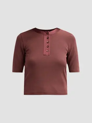 FRAME The Satin Trim Henley Top