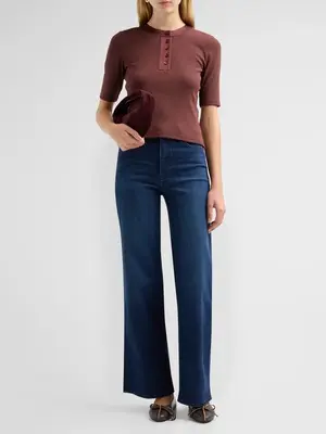 FRAME The Satin Trim Henley Top