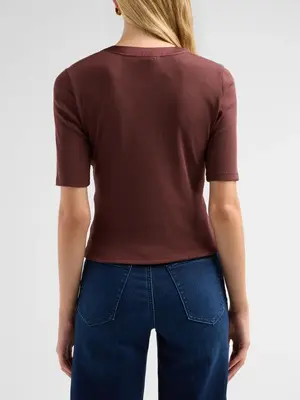 FRAME The Satin Trim Henley Top