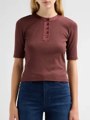 FRAME The Satin Trim Henley Top