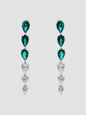 FANTASIA BY DESERIO Sterling Silver, 2.00 Tcw Lab-grown & 1.50 Tcw Cubic Zirconia Drop Earrings - Emerald