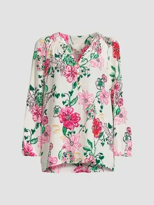 Lilly Pulitzer® Elsa Floral Silk Top - Coconut