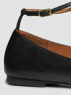 ODISSI Calla Leather T-strap Ballet Flats - Black