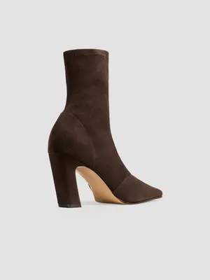 Khaite Nevada 85mm Stretch Suede Ankle Boots - Ebano