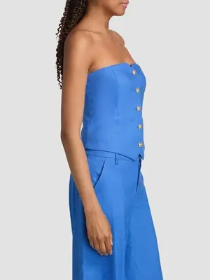Alice + Olivia Kelcey Strapless Linen-blend Vest