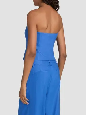 Alice + Olivia Kelcey Strapless Linen-blend Vest