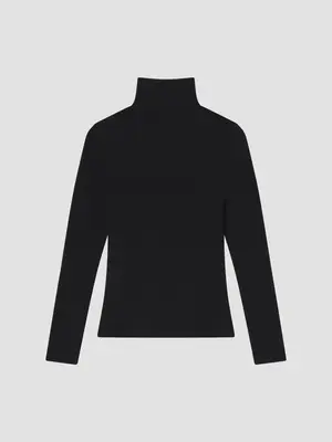 FRAME The Shadow Cotton Turtleneck - Black