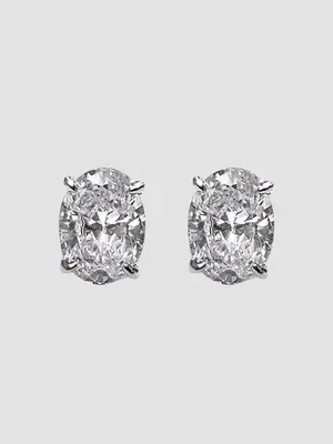FANTASIA BY DESERIO Sterling Silver & 4.00 Tcw Oval Cubic Zirconia Stud Earrings - White