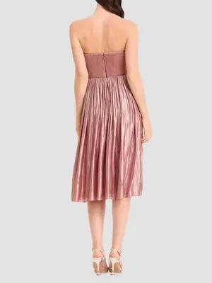 Dress The Population Tovah Satin Strapless Fit & Flare Midi-dress