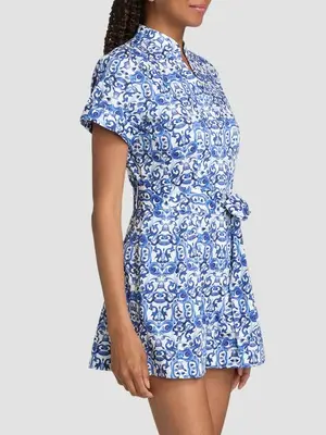 Alice + Olivia Lucy Geometric Cotton-blend Romper