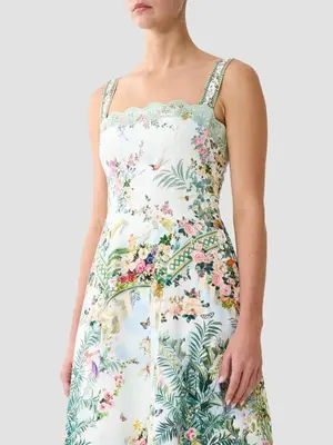 Camilla Printed A-line Tea-length Dress