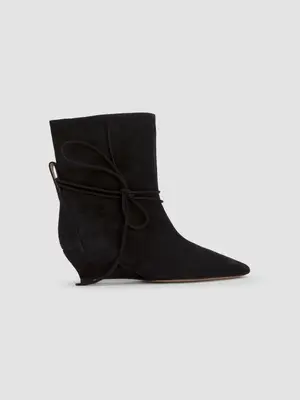 ODISSI Gemma Suede Wedge Boots - Black