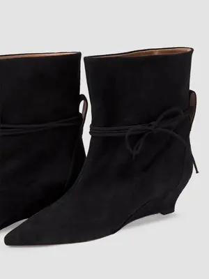 ODISSI Gemma Suede Wedge Boots - Black