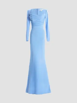 Dress The Population Delores Satin Square Neck Mermaid Gown - Sky