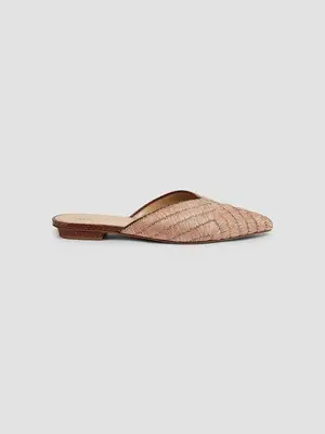 Ulla Johnson Aunika Raffia Mules - Rust Copper