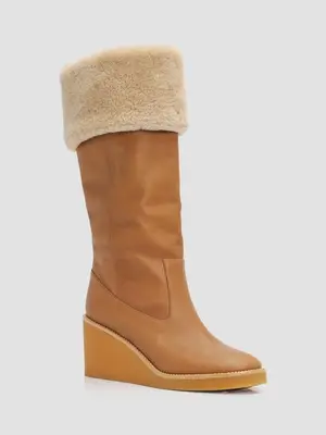 ODISSI Alma Shearling-lined Leather Boots - Tan