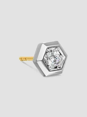 David Yurman Faceted Hex Stud Earring In Sterling Silver - Diamond