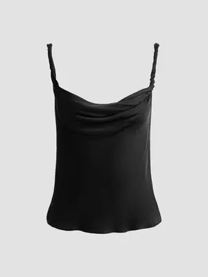 Alice + Olivia Monique Twist Strap Cowl Tank - Black