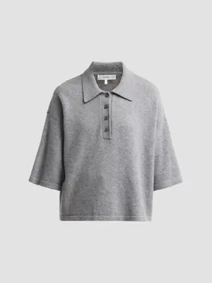 FRAME The Academy Cashmere Polo Shirt - Graphite Grey