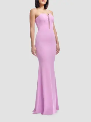 Dress The Population Izzy Strapless Crepe Mermaid Maxi Dress - Lavender
