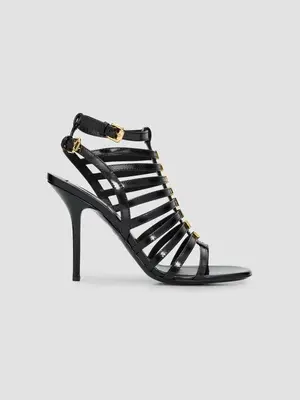 Moschino Lettering 100mm Leather Sandals - Black